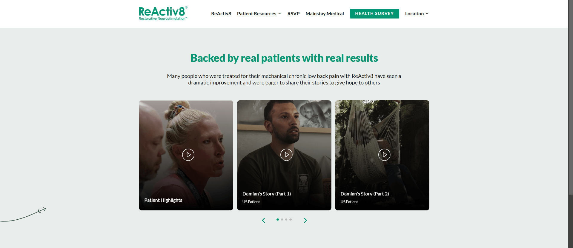 Patient Event | ReActiv8: Low Back Pain Recovery